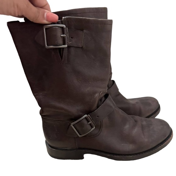 Frye | Shoes | Frye Womens Natalie Mid Engineer Leather Boots Dark ...